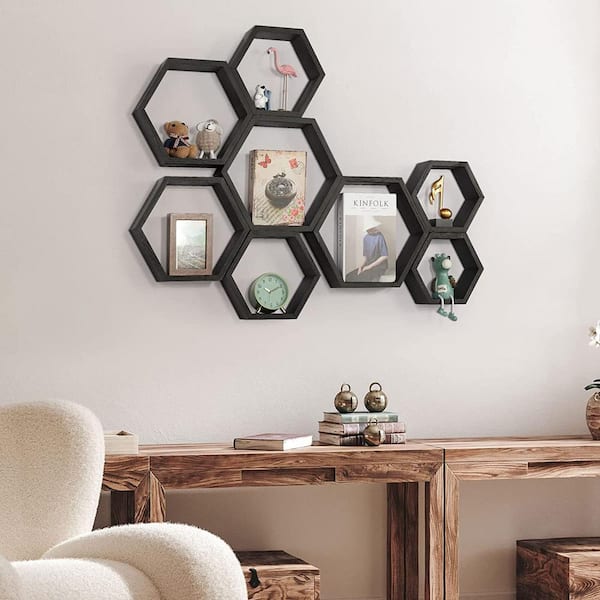 Honeycomb wall shelves store