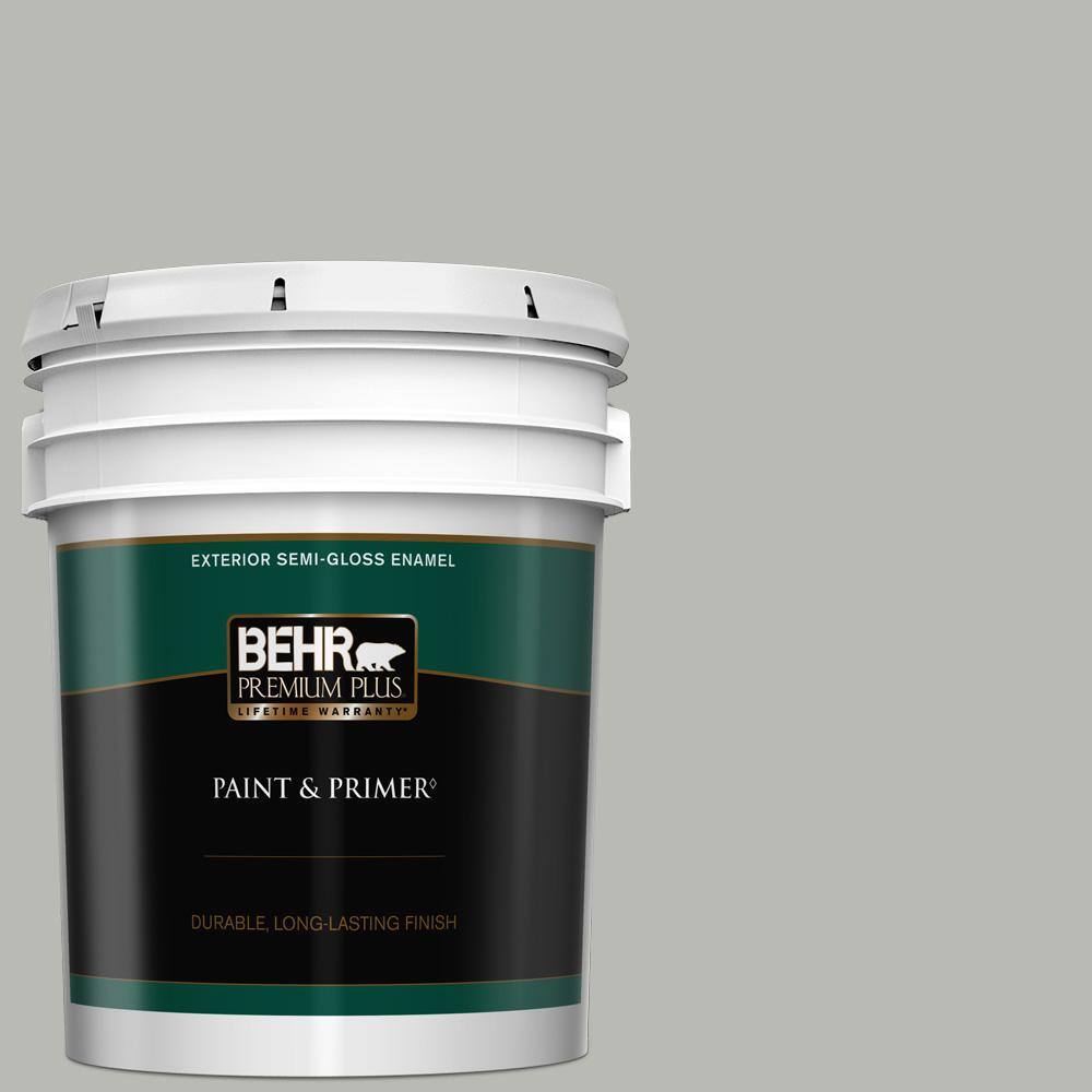 BEHR PREMIUM PLUS 5 gal. #PPU18-11 Classic Silver Semi-Gloss Enamel ...
