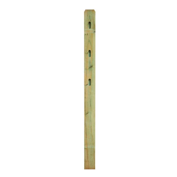 4 in. x 4 in. x 7 ft. Pressure-Treated Pine 3-Hole Fence End Post ...