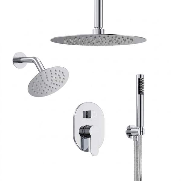 GRANDJOY ClassicRain Multifunction 3-Spray Round High Pressure 10 and 6 ...