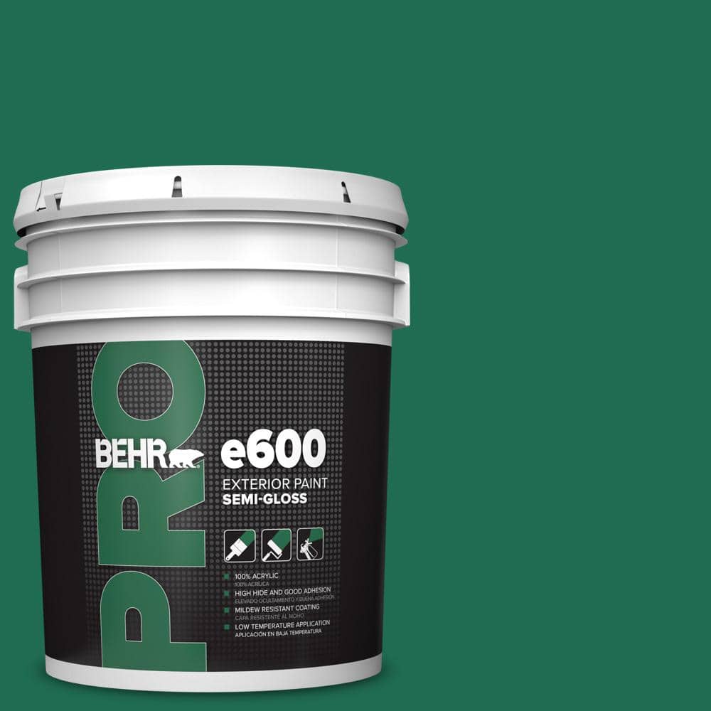 BEHR PRO 5 gal. #P430-7 Sparkling Emerald Semi-Gloss Exterior Paint ...