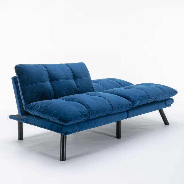 Z joyee 70.87 in. Blue Fabric Twin Size Convertible Sofa Bed LY W129847749 The Home Depot