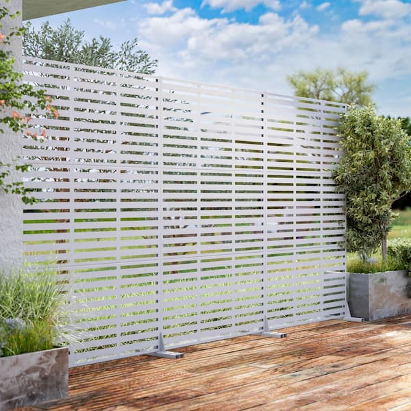 PexFix 72 in. x 47 in. White Outdoor Metal Galvanized Privacy Screen ...