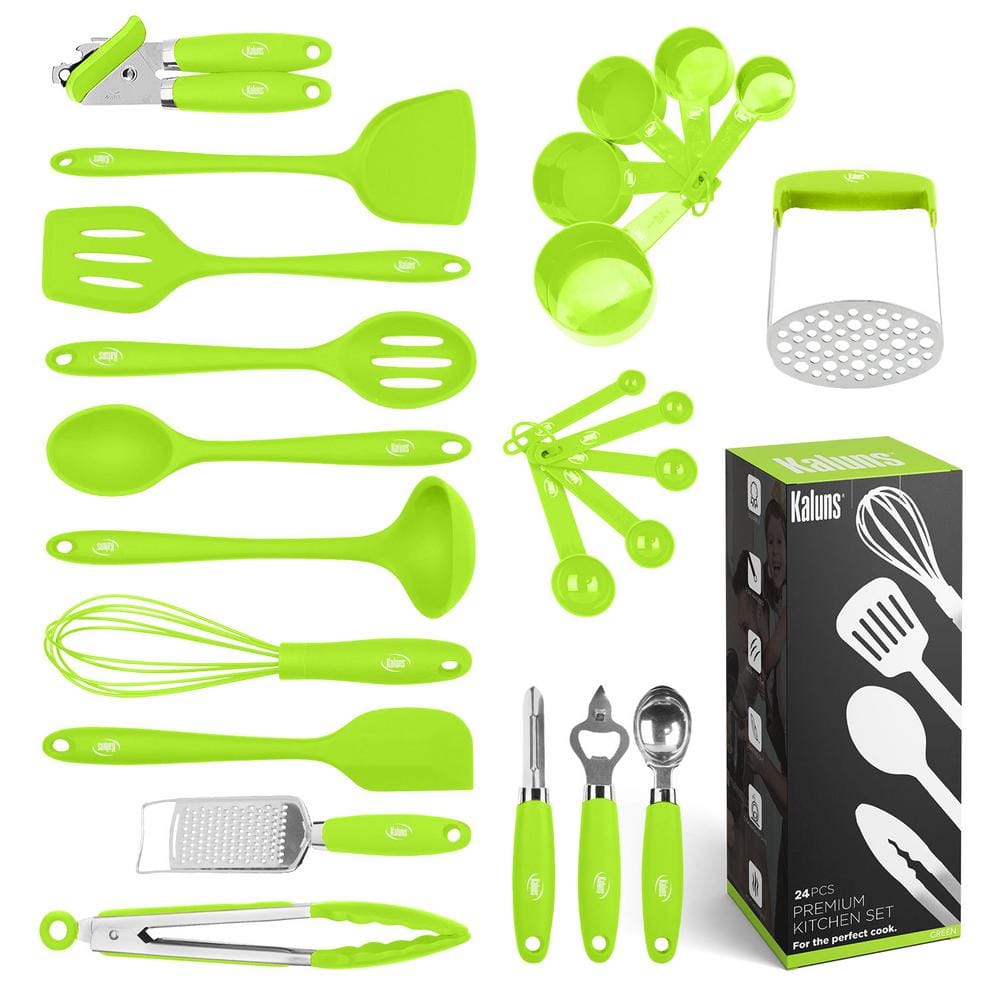 Kaluns Silicone Green Kitchen Utensil (Set of 24) K-SUS24G-HD - The ...