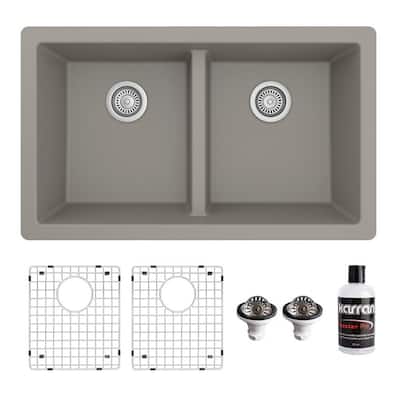 Karran QU-711 Quartz/Granite 32 in. Double Bowl 60/40 Undermount ...