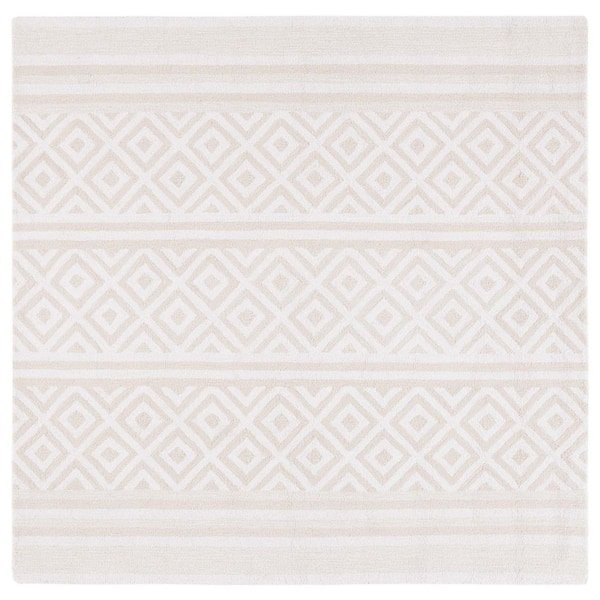 SAFAVIEH Capri 6 ft. x 6 ft. Ivory/Beige Diamond Striped Geometric ...