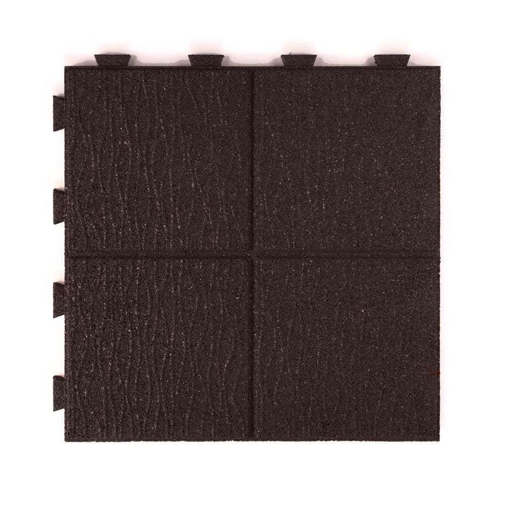 Vigoro 16 in. x 16 in. x 5/8 in. Brown Cobblestone SmartLoc Rubber ...