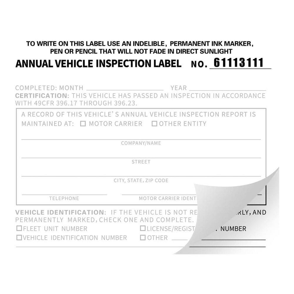 Forms 50 Pack Vehicle Inspection Label 5 Mil Annual Inspection Near Me