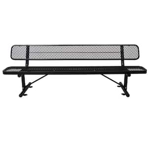 Afoxsos 98.8 in. Steel and WPC Twin Patio Outdoor Metal Bench in Black ...