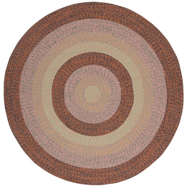 SAFAVIEH Braided Dark Brown/Light Green 3 ft. x 3 ft. Machine Washable ...