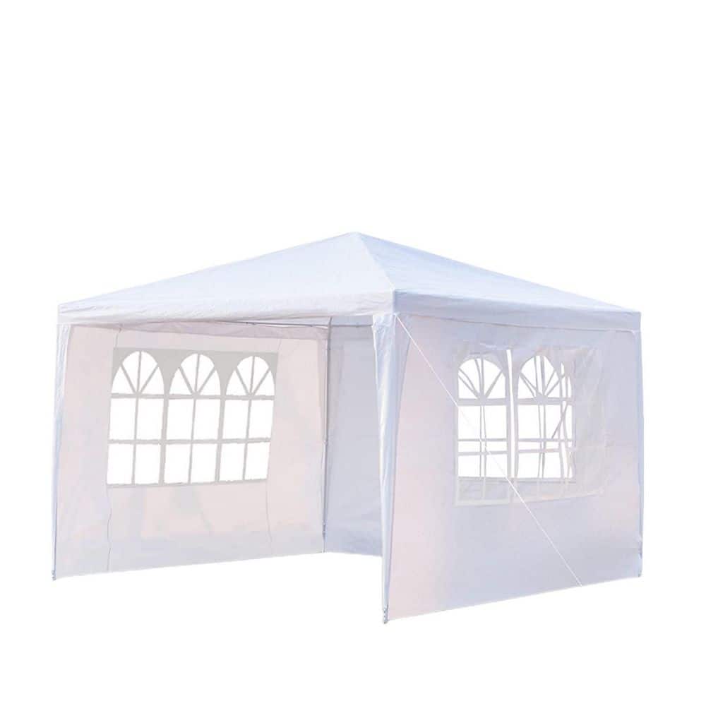 Afoxsos 10 ft. x 10 ft. White Patio Tent with 4 Sides Walls Waterproof ...