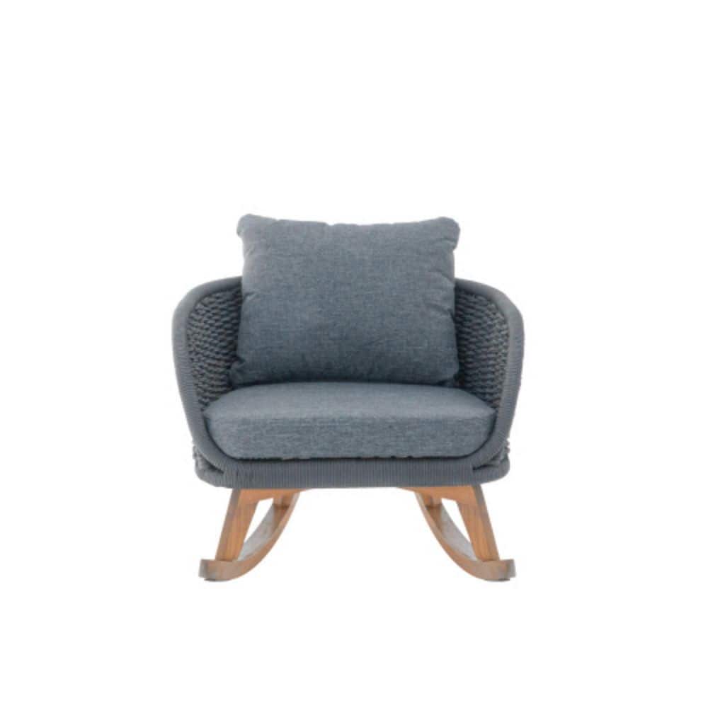 Dracelo Series Frame Gray Wicker Metal Rocking Outdoor Rocking Chair ...