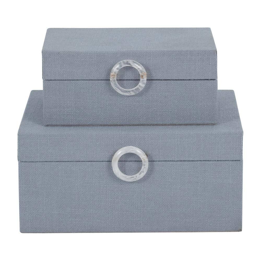 Liv & Skye Denim Blue 7/9 in. Wood Decorative Box (Set of 2) 16786-01 ...