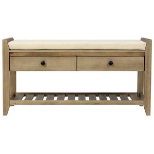Qualler Espresso Multipurpose Entryway Storage Bench with Cushion and ...