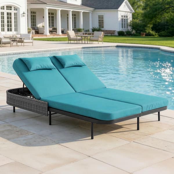 Patio Furniture Adjustable Reclining Wicker Outdoor Chaise Lounge with ...