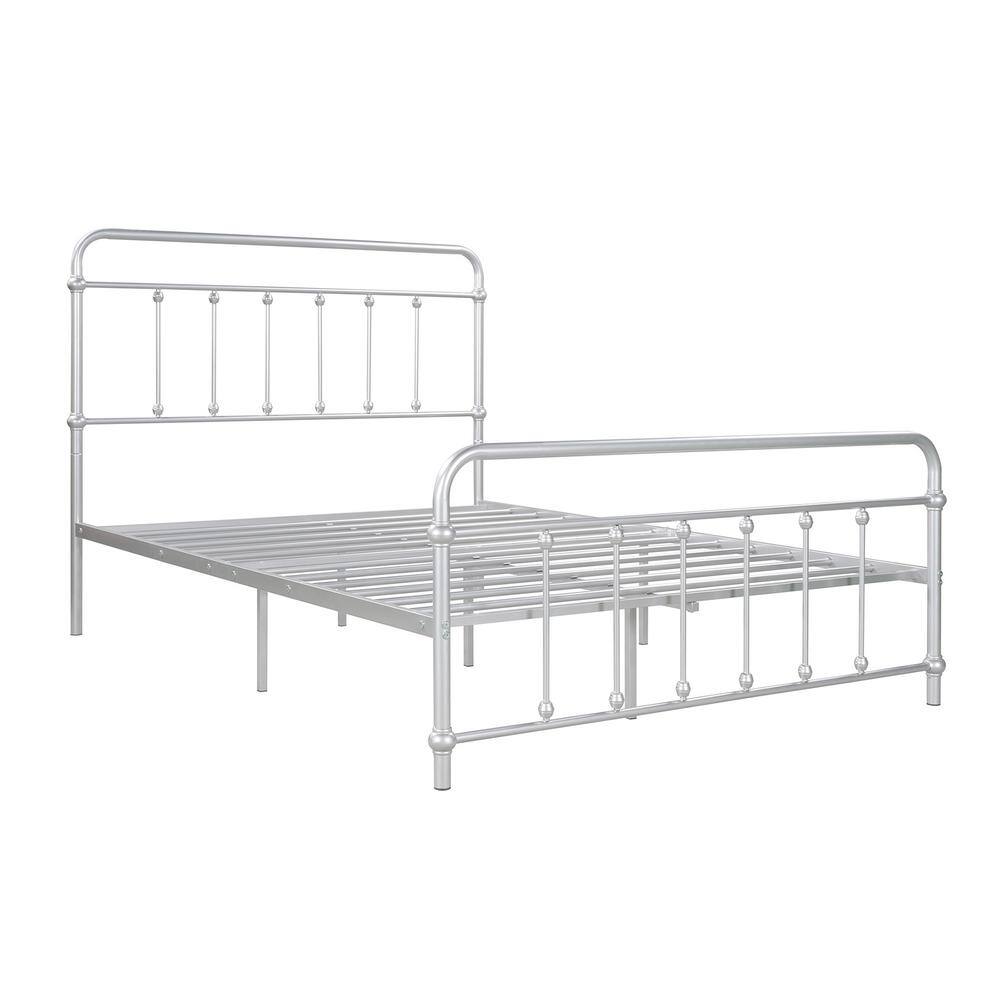 YOFE 56 in. W Silver Full Metal Frame Platform Bed Frame with Headboard ...