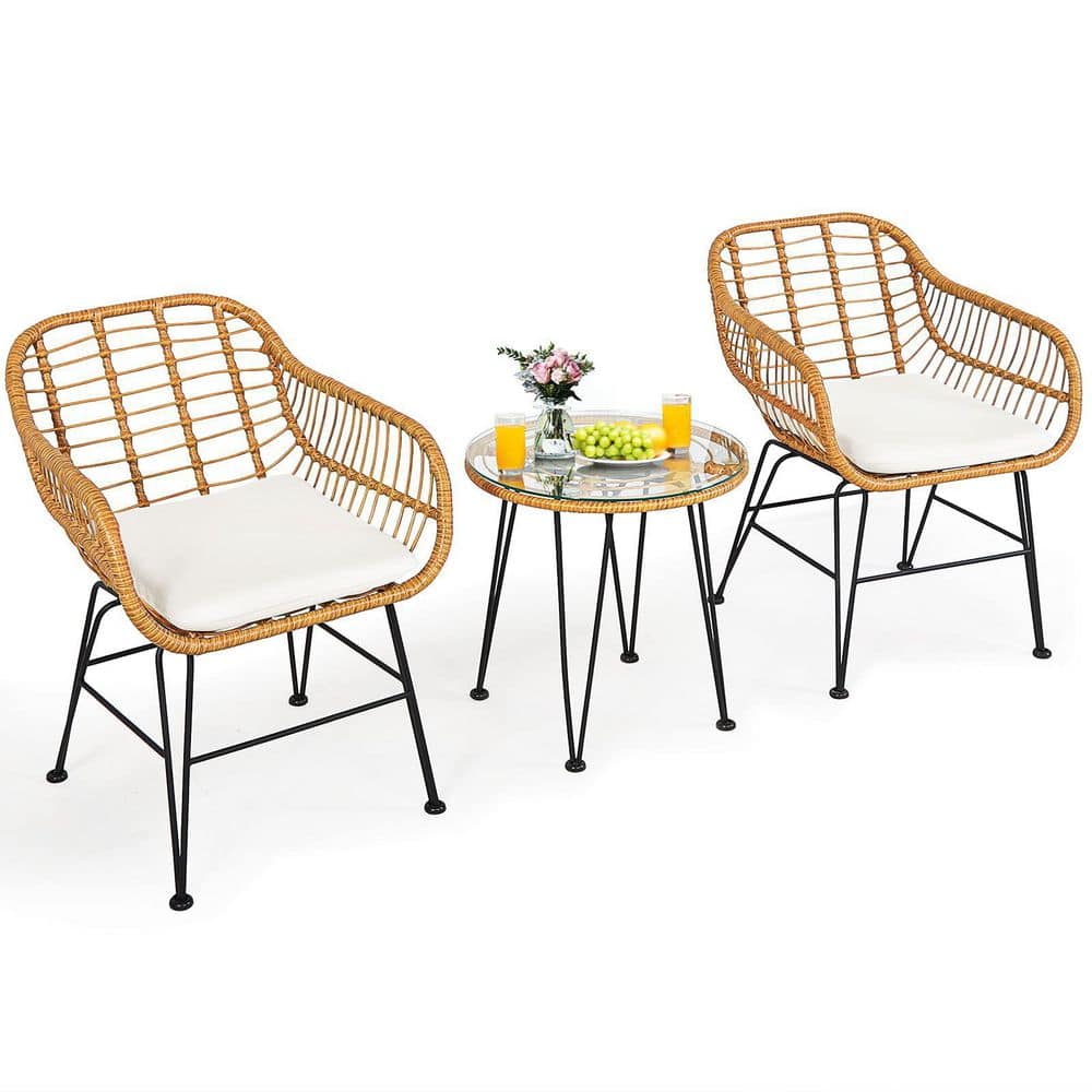 Alpulon 3-Piece Wicker Outdoor Patio Conversation Seating Set with ...
