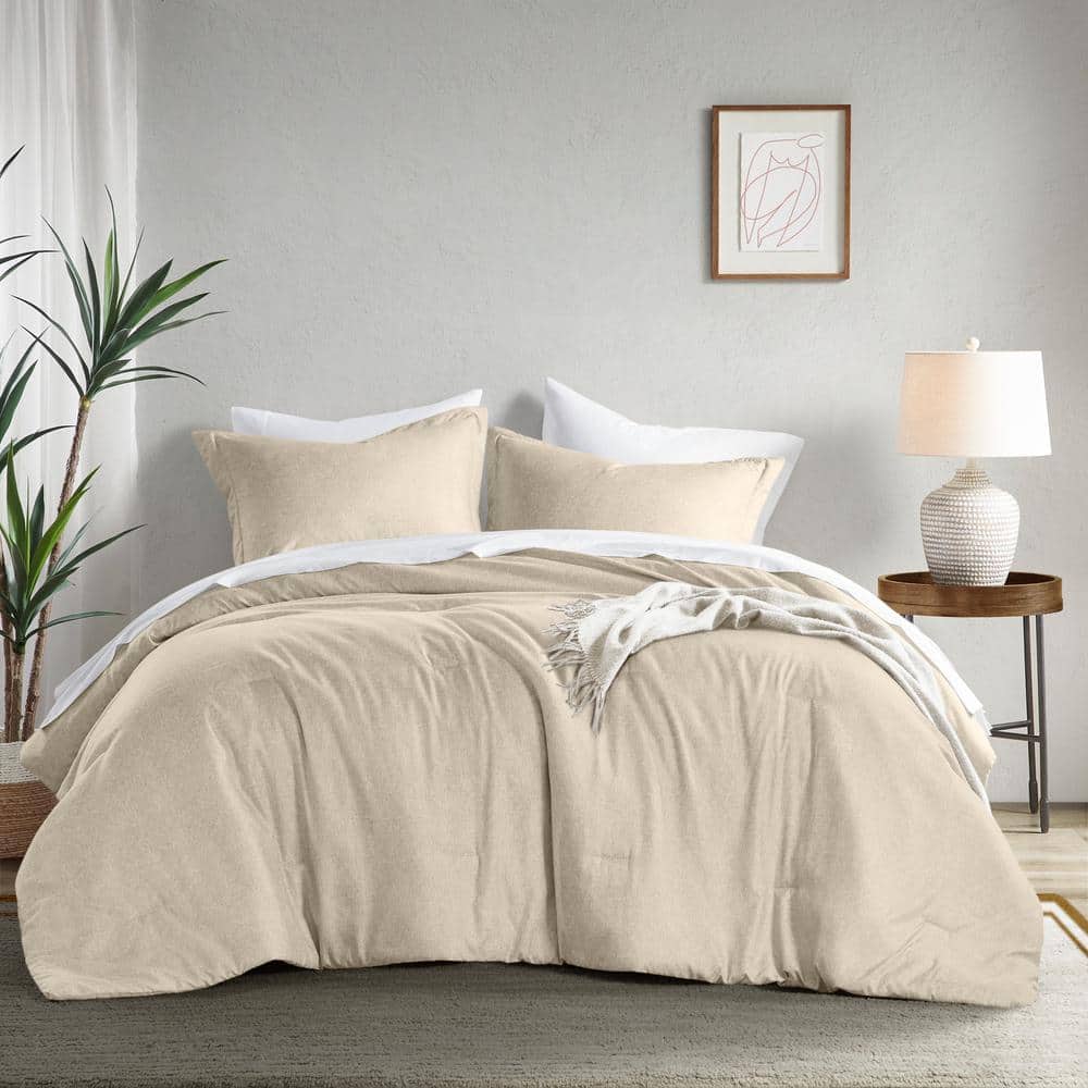 510 Design Camden 3-Piece Neutral Microfiber King/Cal King Chambray ...