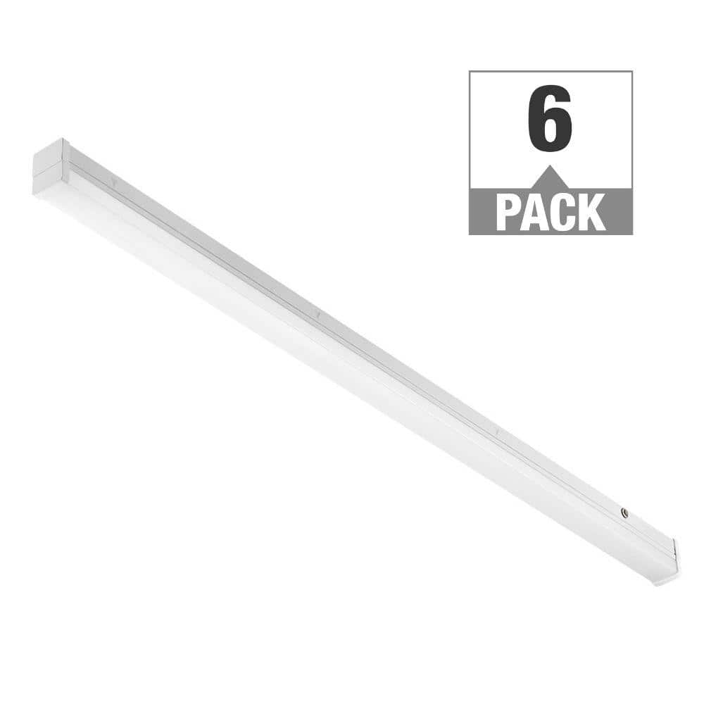 ETI LIGHTING 6-Pack 4 ft. 33-Watt Integrated LED White Strip Light ...