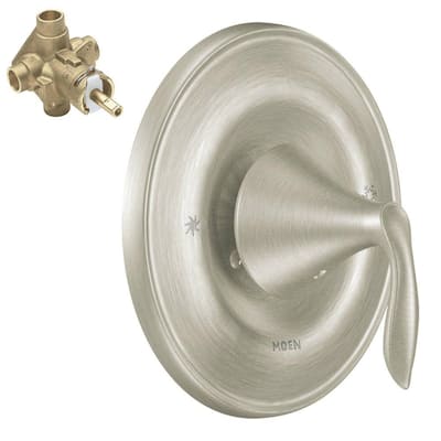 MOEN Eva Posi-Temp Single-Handle 1-Spray Shower Faucet in Brushed Nickel (Valve Included ...