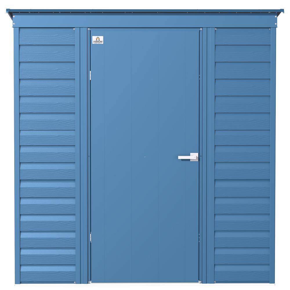 Arrow 6 ft. x 4 ft. Blue Metal Storage Shed With Pent Style Roof 21 Sq ...