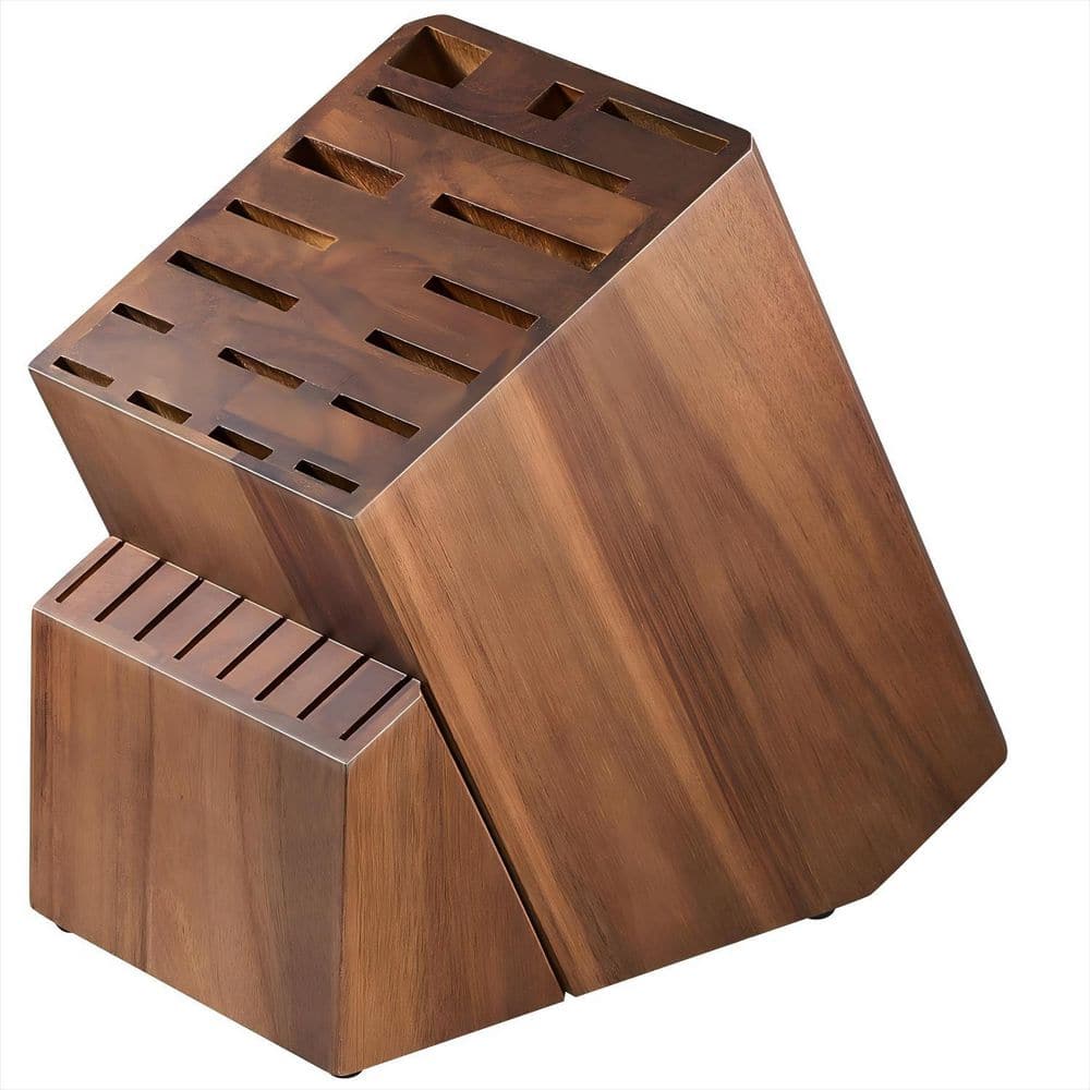 Wudkey 25 Slots Acacia Wood Universal Knife Block without Knives ...