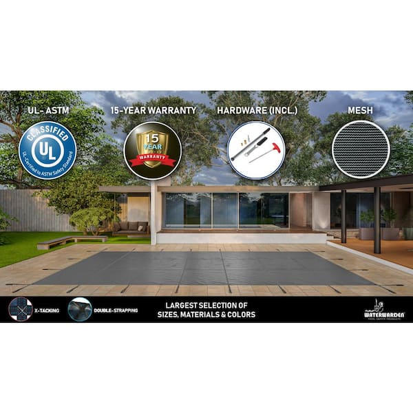 Water Warden Inground Pool Safety Cover 16'x40', 15-Yr Warranty, UL ...