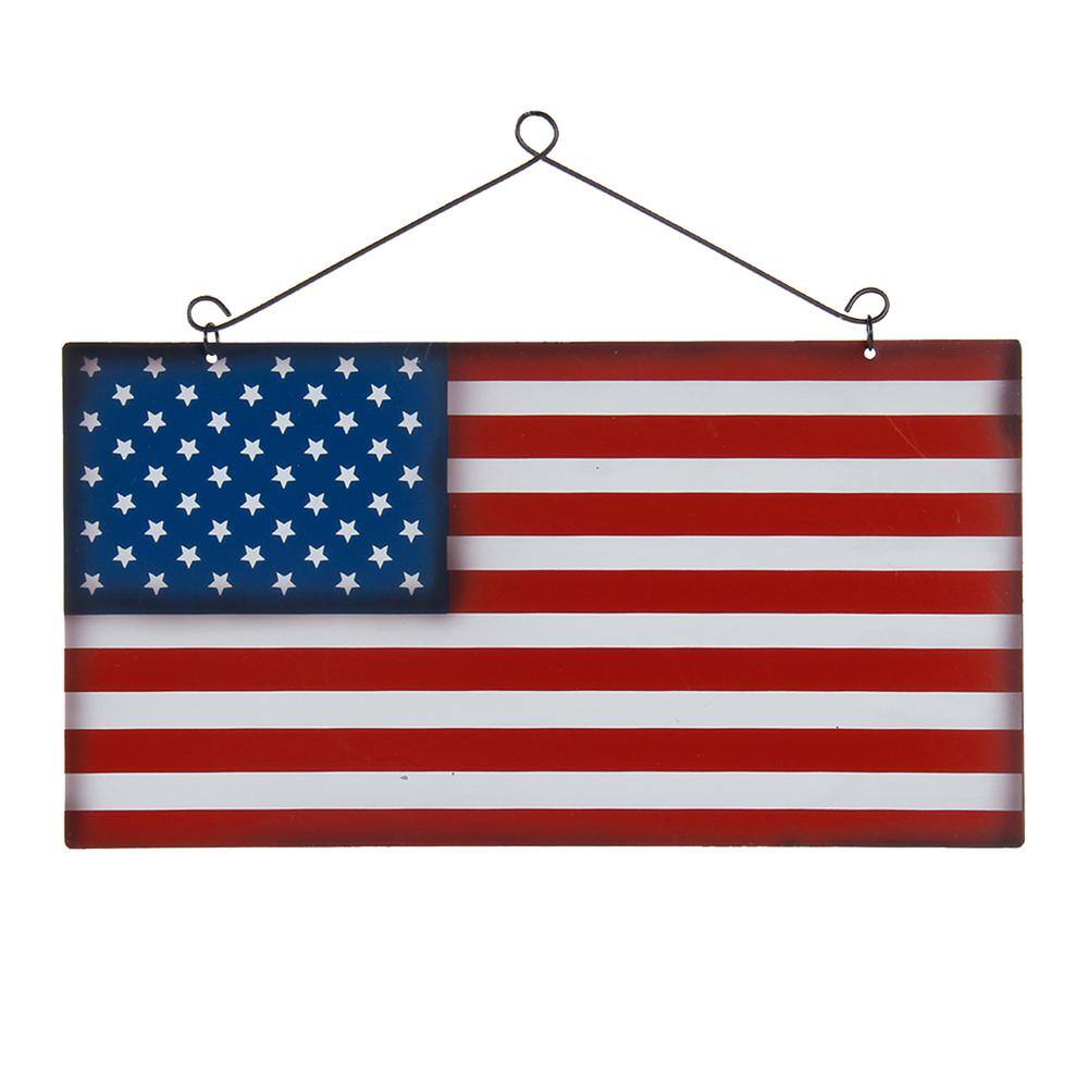 Glitzhome 8.5 in. H Iron National Flag Wall Sign 1308004220 - The Home ...