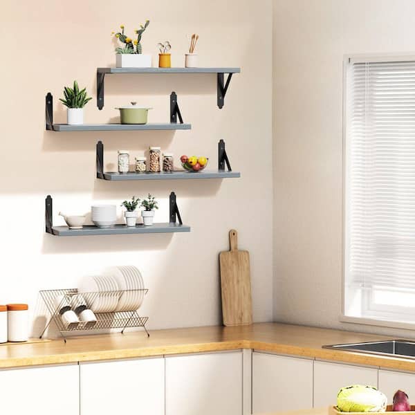 17 in W x 6 in D Floating Shelves Decorative Wall Shelf Set of 4 ...