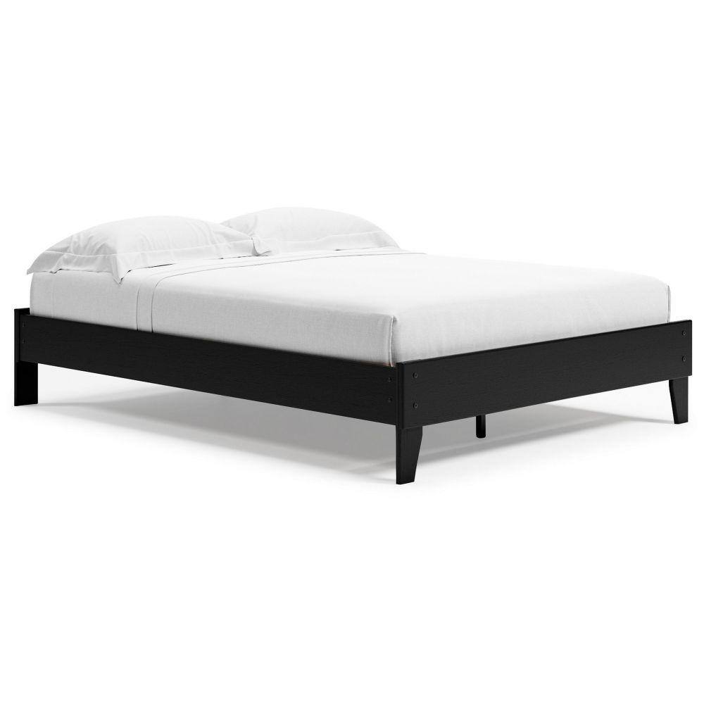 Benjara Black Wooden Frame Queen Platform Bed with Platform Style ...