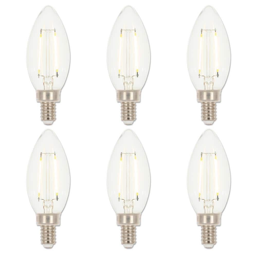 Westinghouse 25-Watt Equivalent B11 Dimmable Clear E12 Edison Filament LED Light Bulb 2700K (6 ...