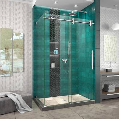 DreamLine Enigma - XO 44 -3/8 - 48 -3/8 in. W x 76 in. H Fully Frameless Sliding Shower ...
