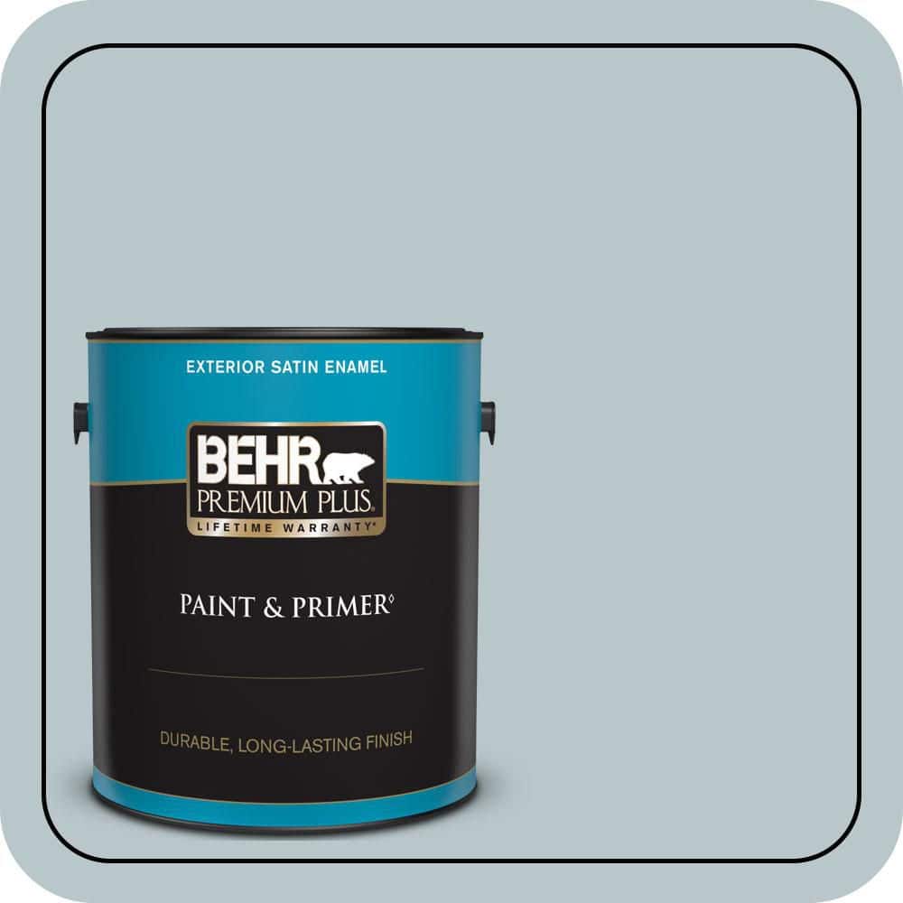 BEHR PREMIUM PLUS 1 gal. #ICC-46 Soft Denim Satin Enamel Exterior Paint ...