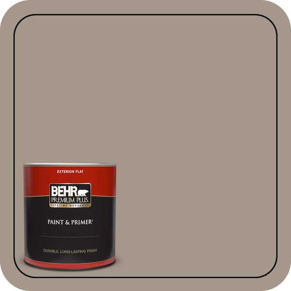BEHR PREMIUM PLUS 1 qt. #N220-4 Shiitake Flat Exterior Paint & Primer ...