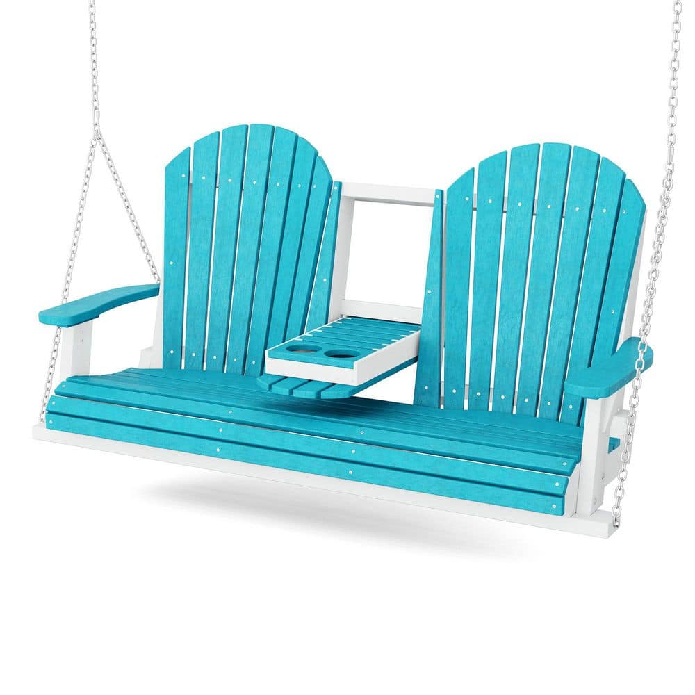 Wildridge Heritage 2-Person Aruba Blue and White HDPE Plastic Porch ...