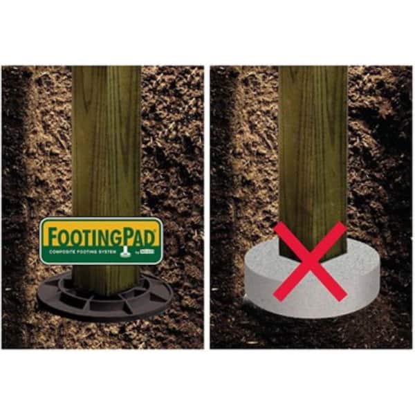 FootingPad 20 in.x 20 in. x 2.5 in. 9 lbs. Round Composite Block Post ...