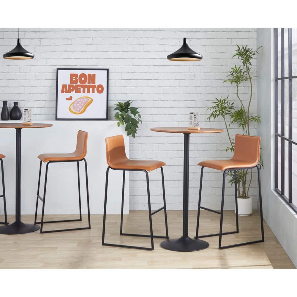 LumiSource Mara Upholstered 39.25 in. H Camel Faux Leather and Black ...