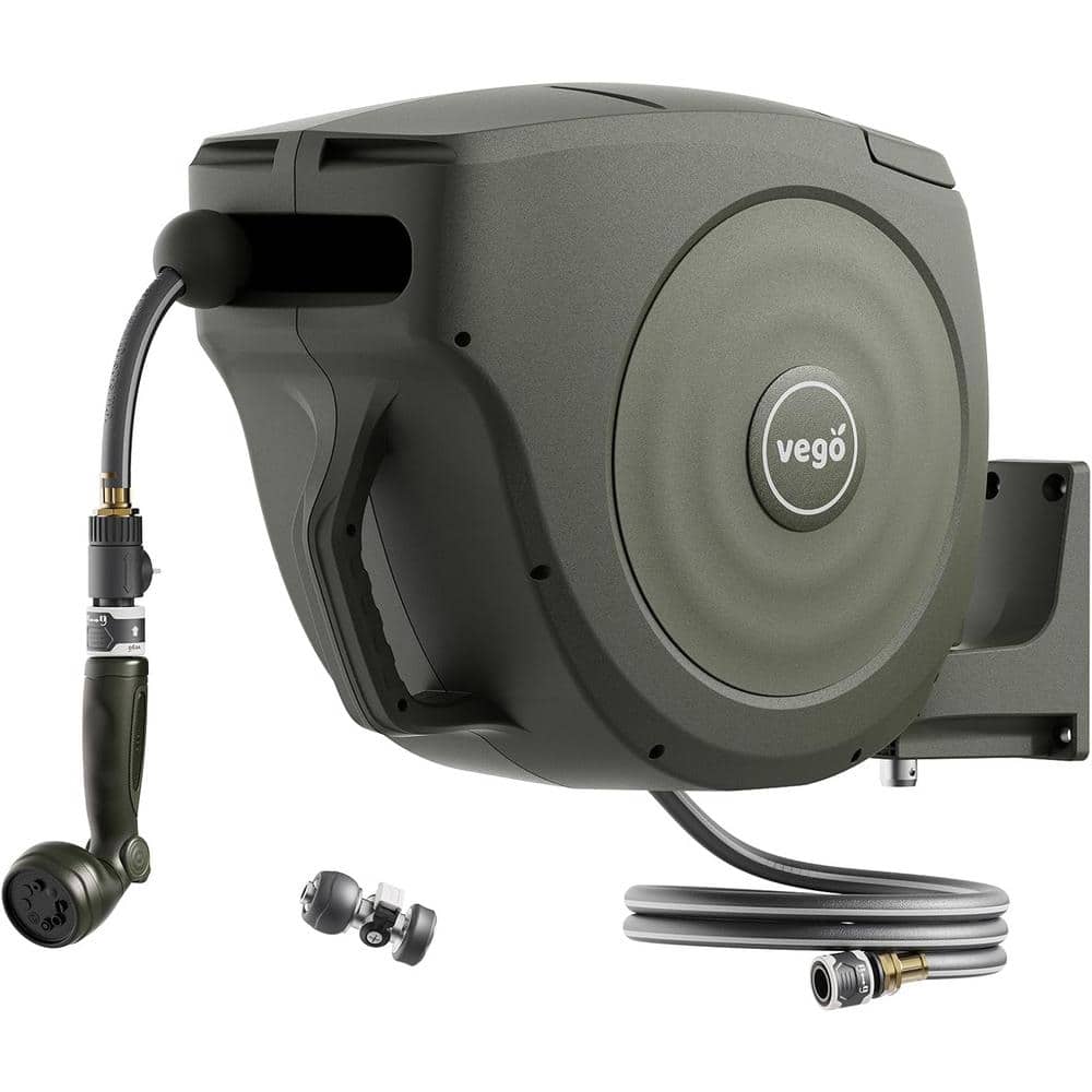 vego garden Hose Reel Retractable 5/8 in. Dia x 100 ft. Wall Mounted ...