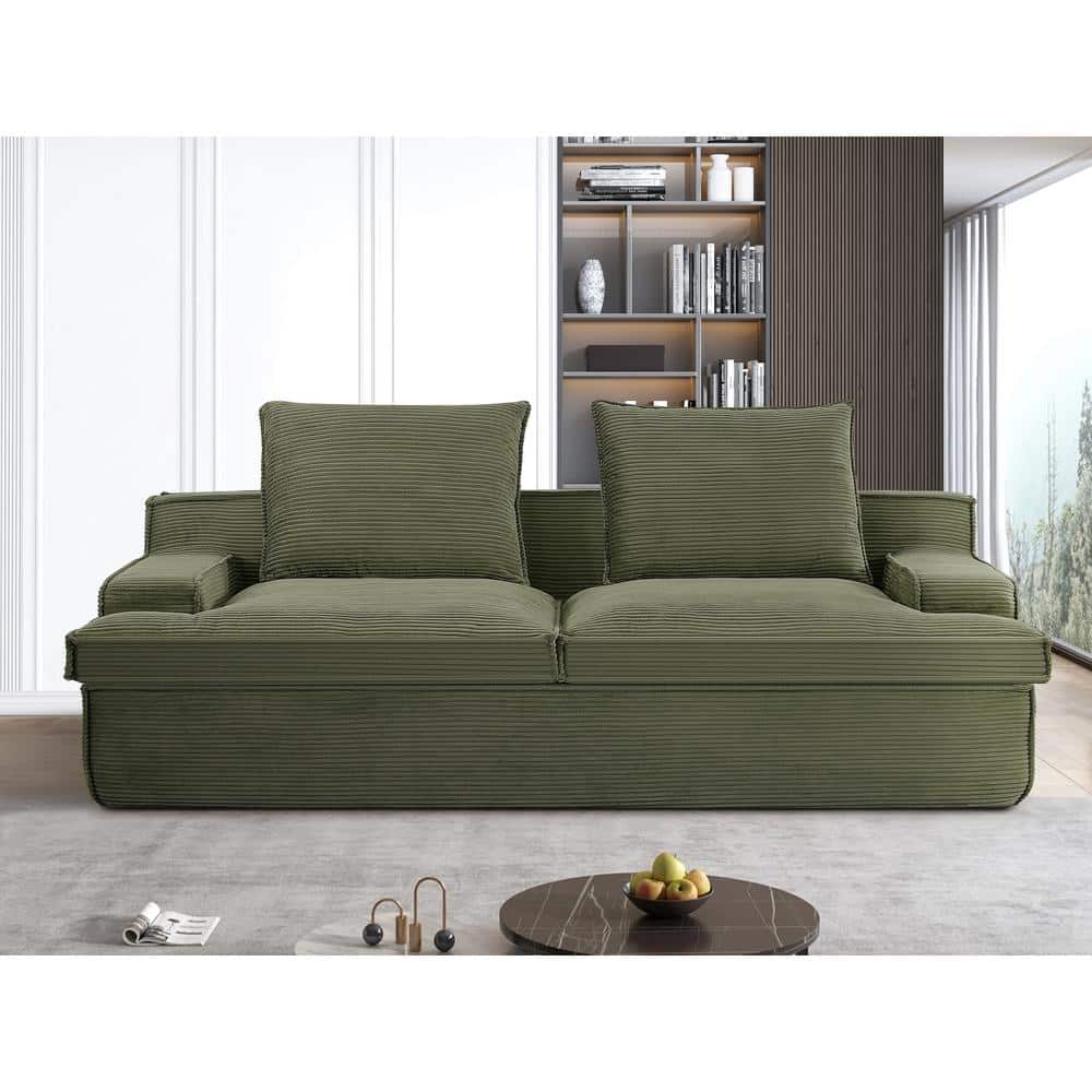 US Pride Furniture Crafted 91 in. Wide Straight Arm Corduroy Modern ...