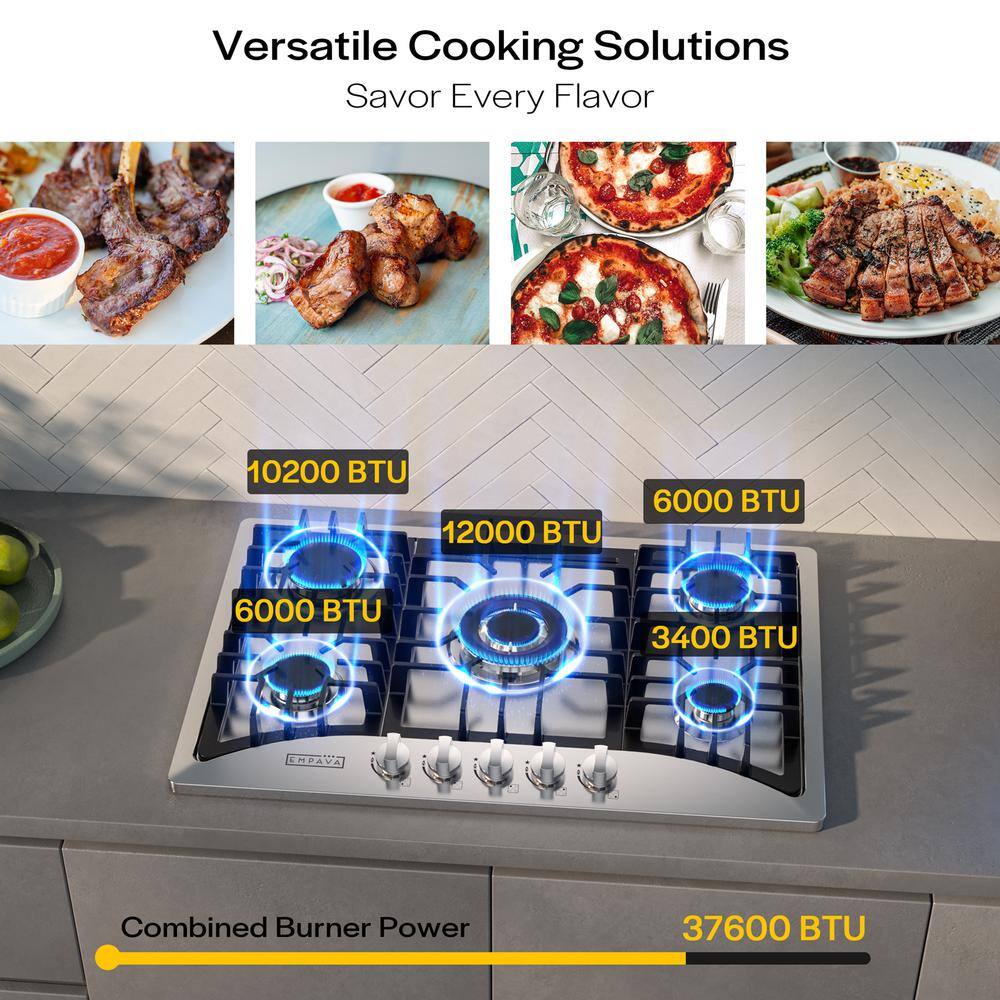 Empava 30 in. Gas Stove Cooktop in Stainless Steel with 5-Sealed ...
