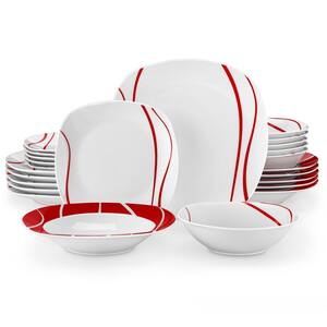 vancasso 30-Piece White Porcelain Dinnerware Set (Service for 6) Red ...
