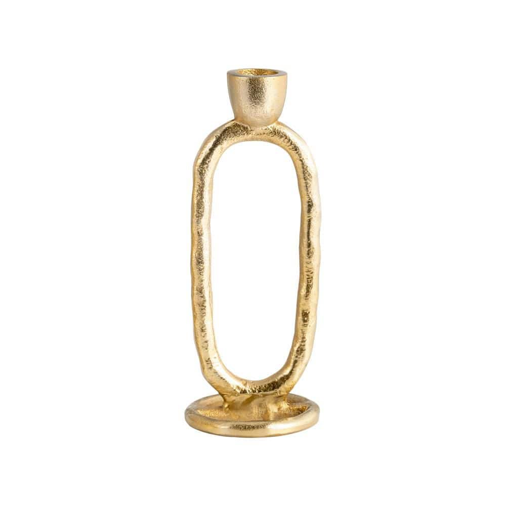 Liv & Skye Gold 8 in. Metal Open Oval Taper Candle Holder 18185-07 ...