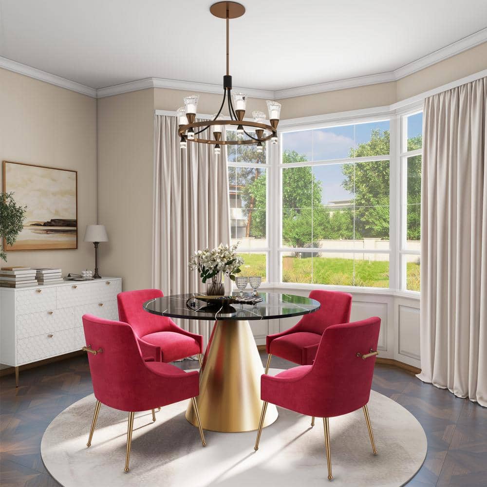 Boyel Living 5-Piece Black Marble Counter Top Dining Table Set Seats 4 ...