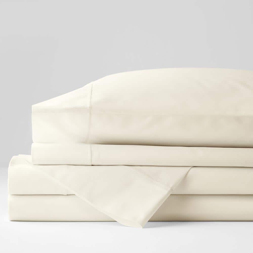 The Company Store Classic Solid 4-Piece Ivory 350-Thread Count Cotton ...