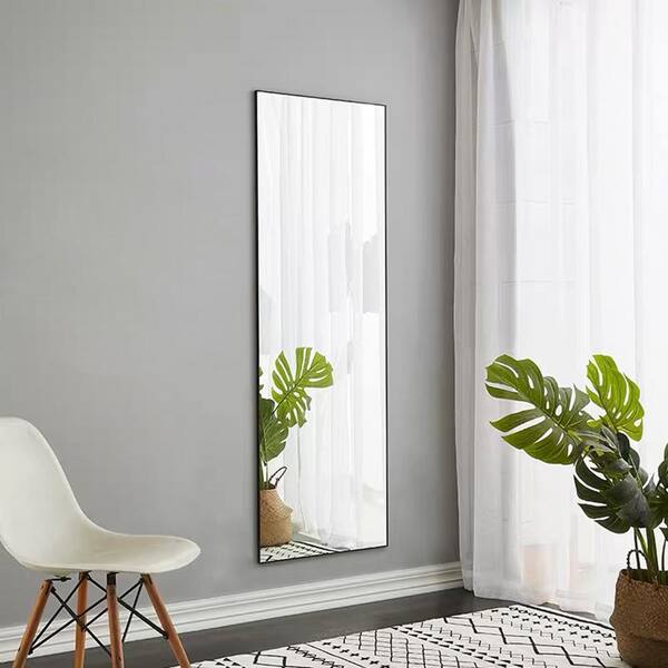 Black 16 in. W x 59 in. H Rectangle Metal Full Length Mirror L ...