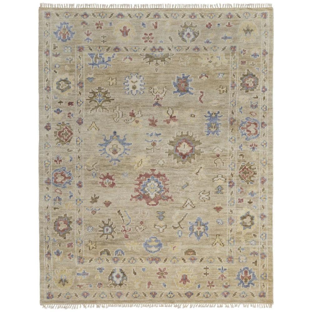 HomeRoots 8 ft. x 10 ft. Tan, Brown, Blue Floral Area Rug 2000567139 ...