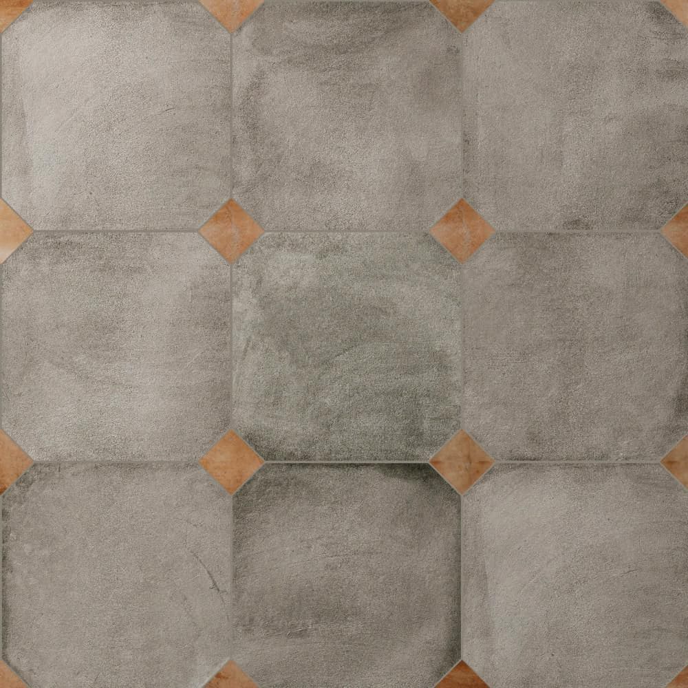 Merola Tile Laverton Octagon Grafito with Taco Natural 8 in. x 8 in ...