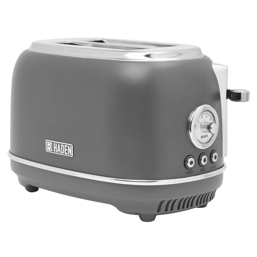 HADEN Chelsea 900W 2 Slices Of Bread Grey / Chrome Wide Slot Toaster ...
