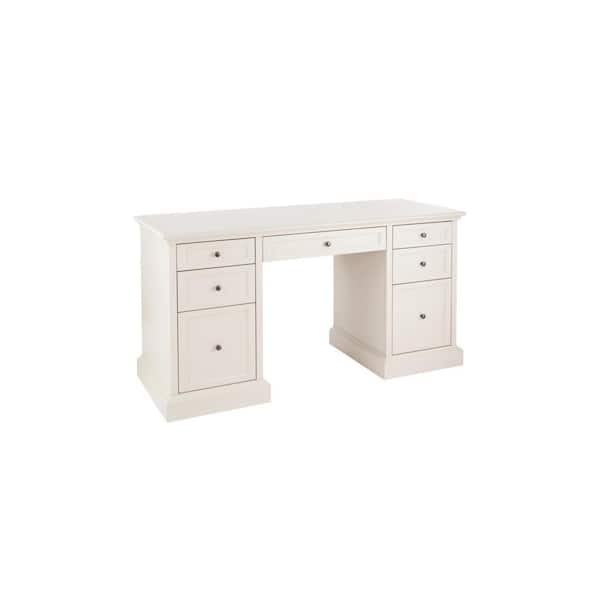 Home Decorators Collection Royce 61 in. Rectangular Polar Off White Executive Desk SK19051Ar2 PW The Home Depot