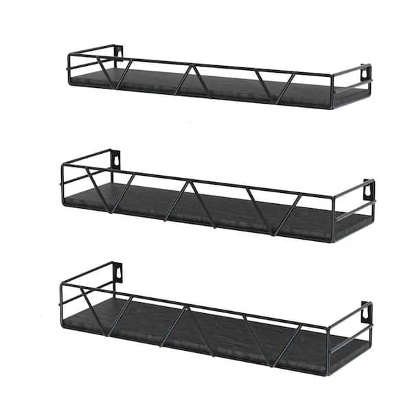 15.7 in. W x 5 in. D Black Floating Shelves Decorative Wall Shelf 3 ...